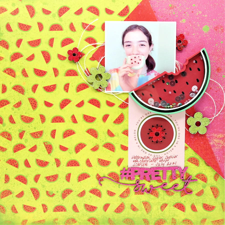 Watermelon Sugar Cookie Scrapbook Layout - Creative Embellishments