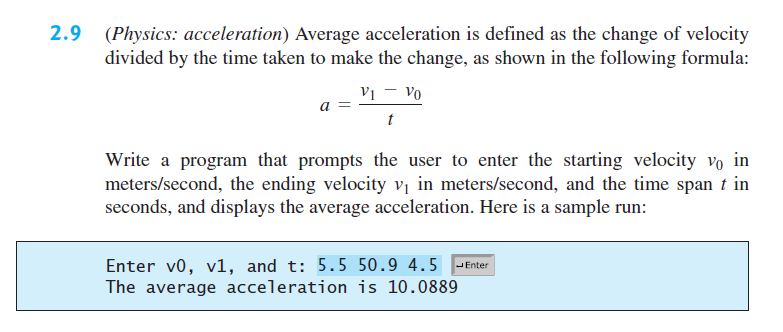 Java Physics Program To Calculate Average Acceleration | Computer ...