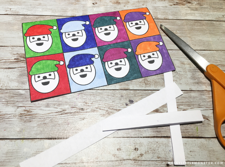 Santa pop art for kids - Messy Little Monster