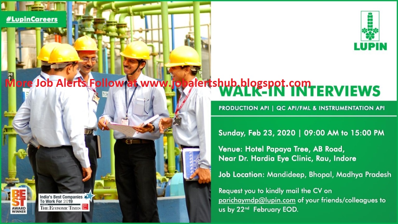 JOB ALERTS HUB: Lupin Limited - Walk-In Interview for Multiple ...