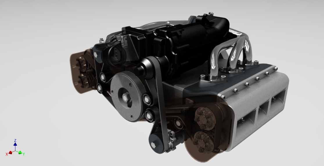 6 Cylinder Boxer Engine 3D Model