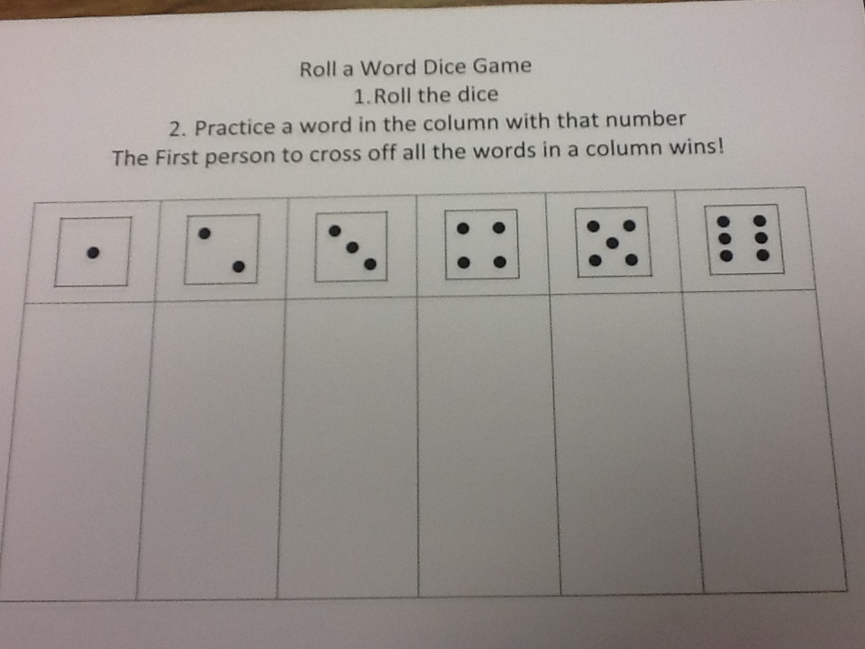 Liz's Speech Therapy Ideas: Roll a Word Articulation Game