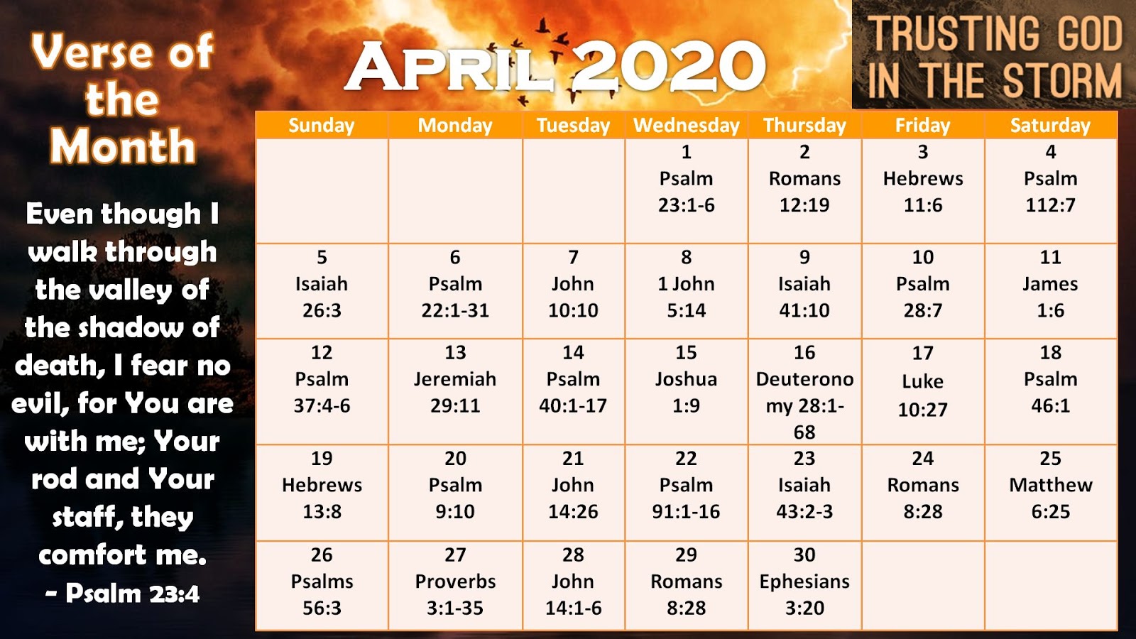 Daily Verses Calendar - APRIL 2020 - Printable Version
