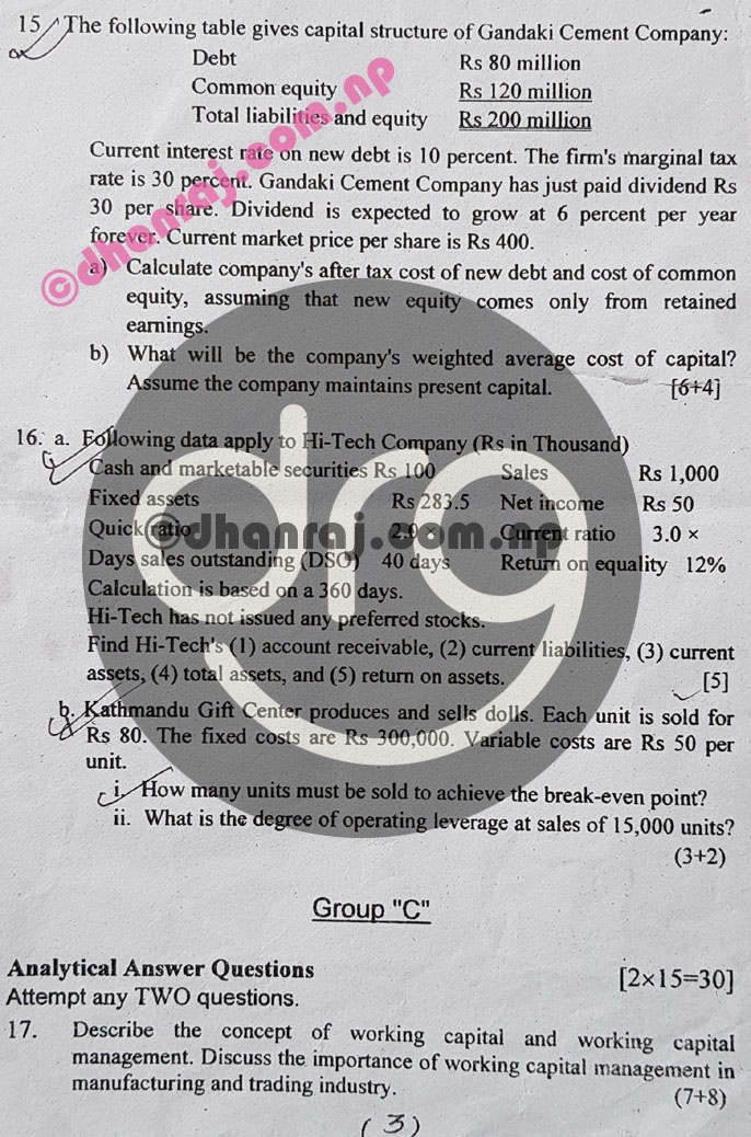Fundamentals Of Financial Management Mgt 215 Question Paper 2077 fundamentals-of-financial-management-mgt-215-question-paper-2077