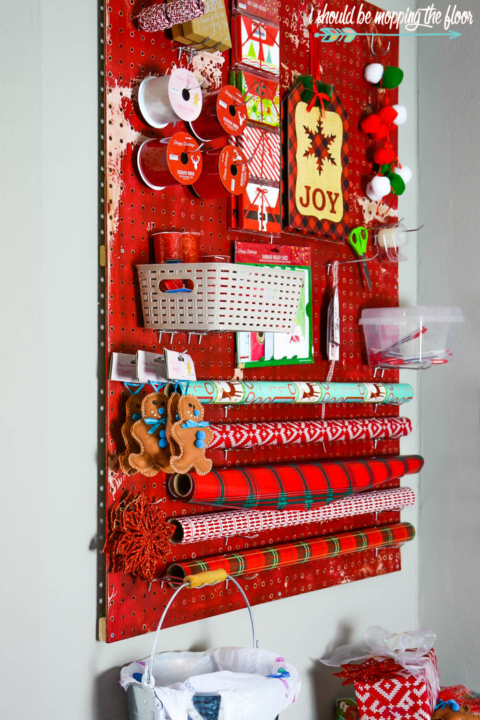 Budget-Friendly Holiday Gift Wrap Station | i should be mopping the floor