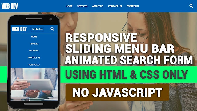 Responsive Menu bar With Search Box using HTML & CSS Only