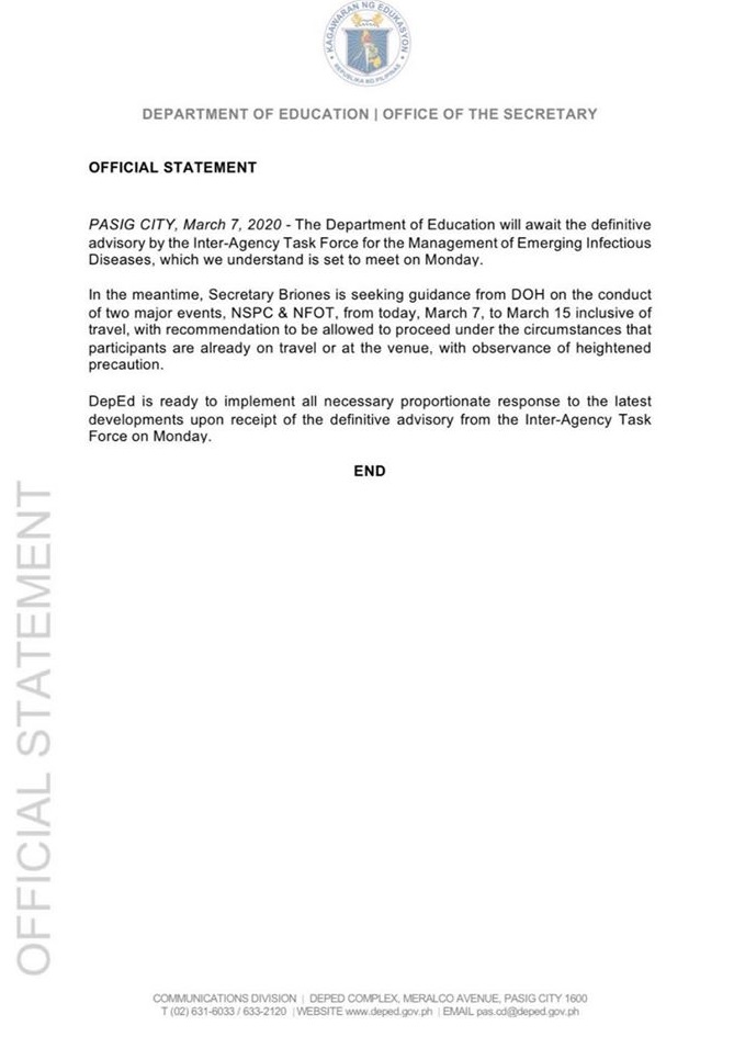 Official statement on the recent developments of Covid-19 situation in ...