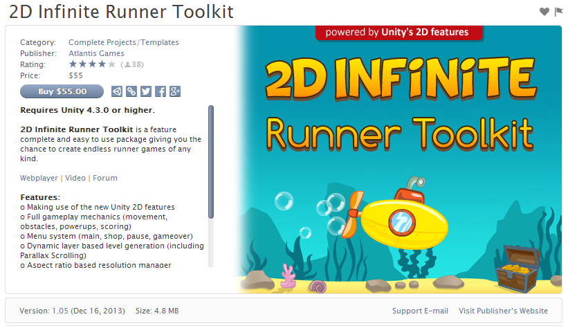 Free Assets For Unity 3d Engine 2d Infinite Runner Toolkit