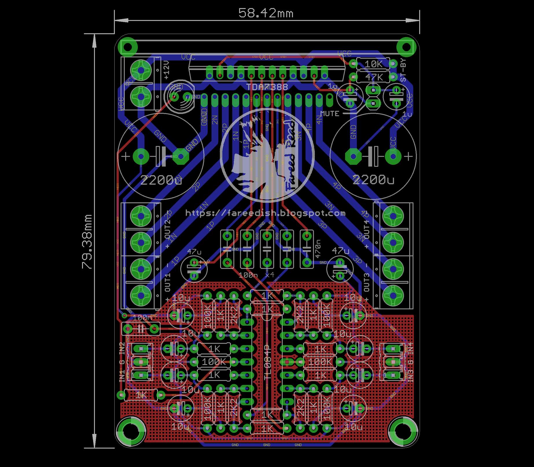 Membuat Amplifier TDA7388 Quad Bridge 180W dilengkapi PreAmp - Fareed Read's Blog