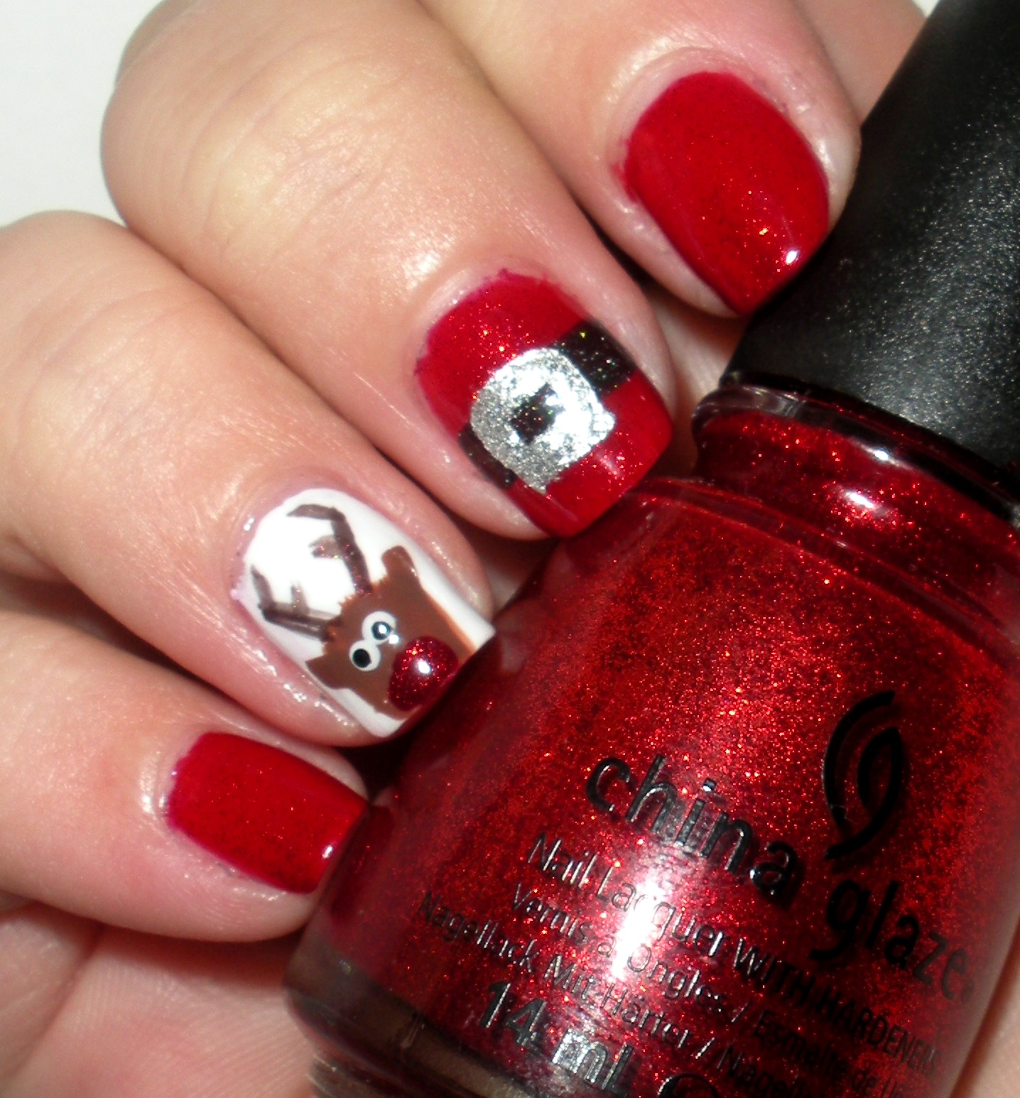 Glossy and Glitter: Rudolph & Santa Mani