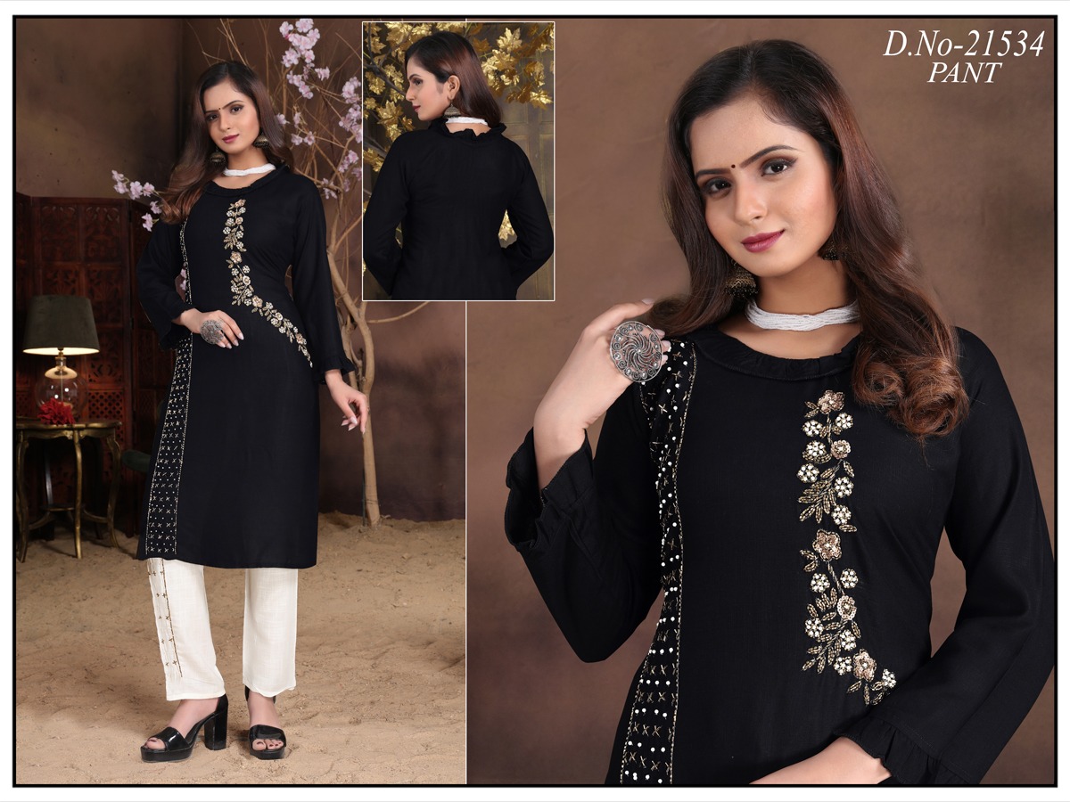 Design No 21534 Simran Colour Chart Kurtis Pant Set