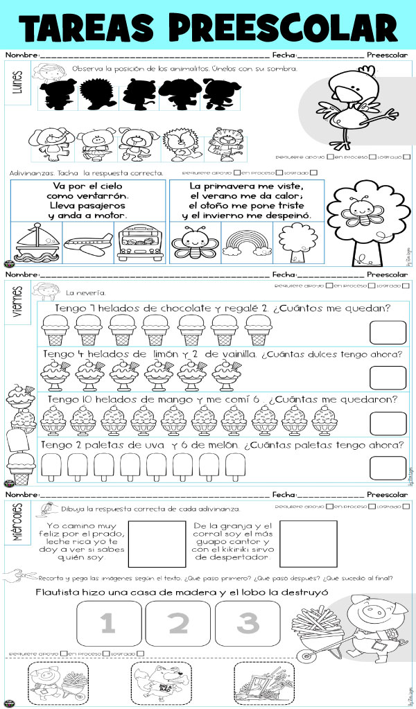 Cuaderno de tareas para preescolar | Mundo de Rukkia
