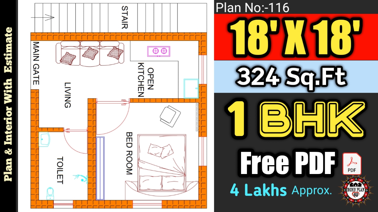 18 X 18 HOUSE PLAN II 18 X 18 GHAR KA NAKSHA II PLAN 116