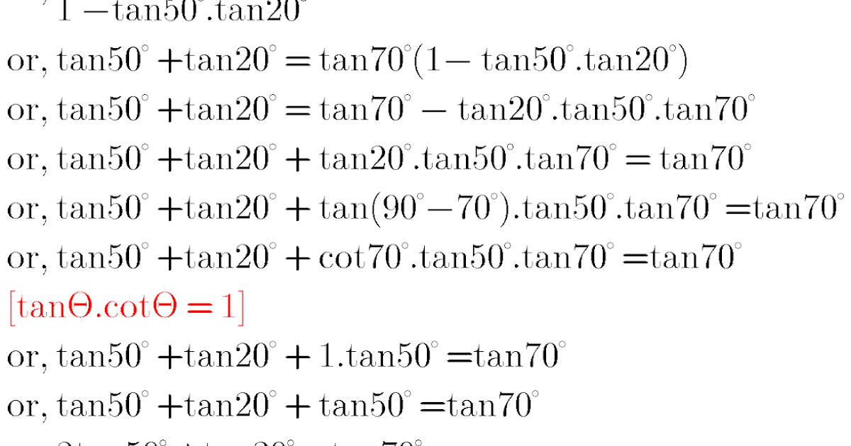 Prove that: 2tan50° +tan20° = cot20° | Trigonometric Ratios of Compound ...
