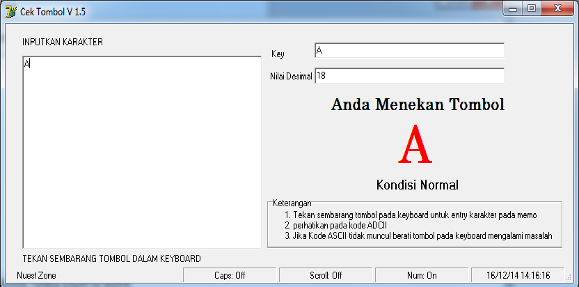 Koleksi Aplikasi dengan Delphi 7: Coding Program Cek Tombol keyboard ...