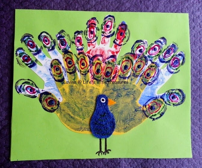Life's little treasures: Toddler fun - Handprint peacock + Footprint ...