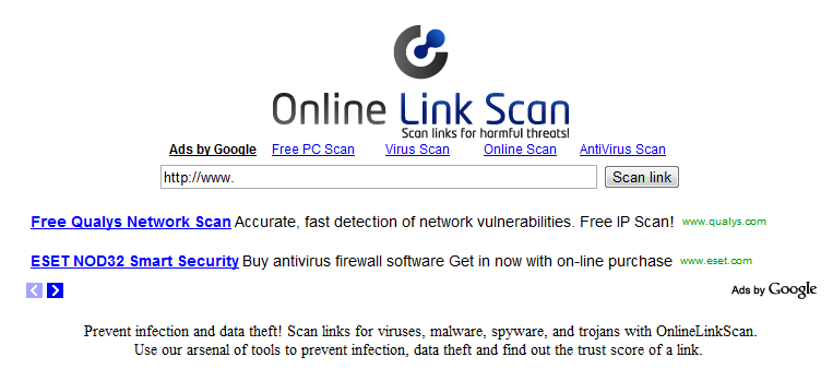 Controllare la sicurezza di un sito con Online Link Scan