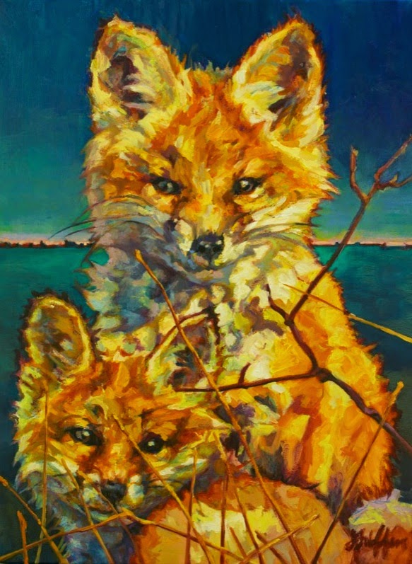 Colorful Contemporary Wildlife Art, Fox Painting "Me and Todd" by ...