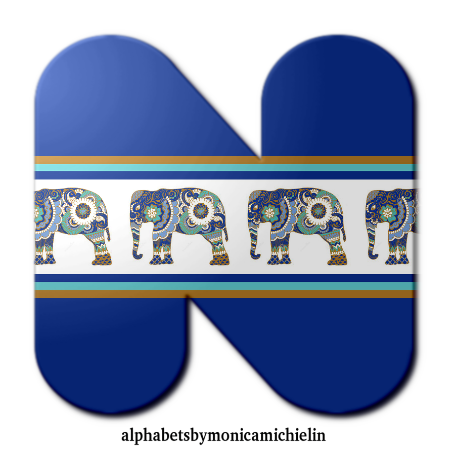 M. Michielin Alphabets: FRANK FONT ELEPHANT BLUE PATTERN ALPHABET AND ...