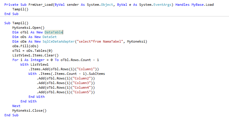 Tampilkan Database Sql Compact Ke Listview