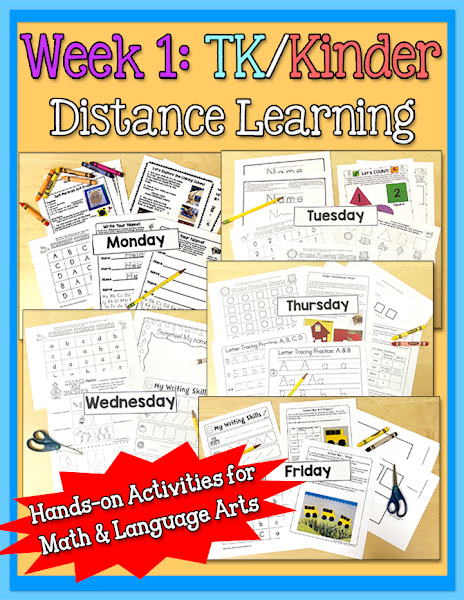 TK/Kinder Distance Learning Packet: Fall Week 1 - NO PREP PRINTABLES!