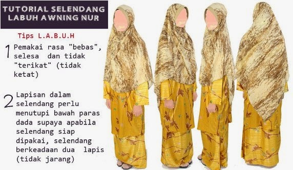 Tudung Labuh Selesa: Cara Pakai Shawl Labuh Tutup Dada & Belakang