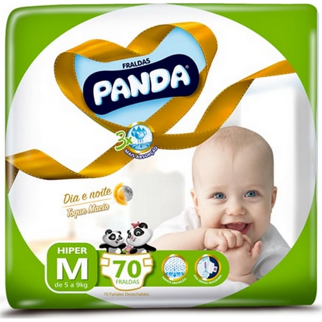 MegaFARMA: Fralda Descartável Panda toque suave Hiper M - 70 unidades
