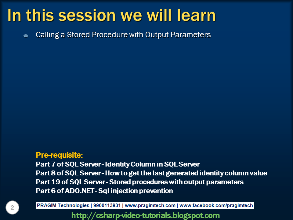 Sql server, .net and c# video tutorial: Part 7 – Calling a Stored ...