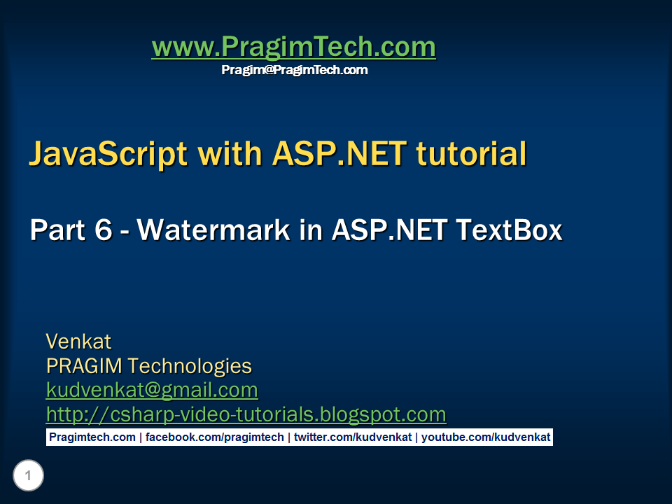 Sql server, .net and c# video tutorial: Watermark in ASP.NET TextBox ... Sql server, .net and c# video tutorial: Watermark in ASP.NET TextBox ...