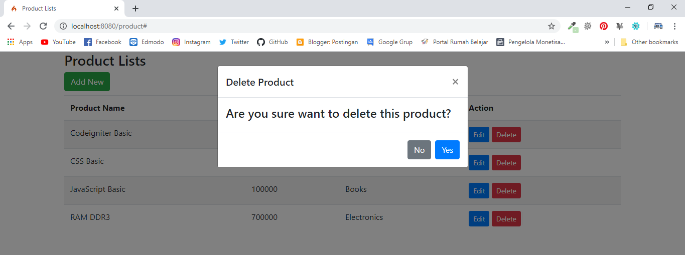 Tutorial CRUD Codeigniter 4 Dan Modal Bootstrap 4 Terbaru
