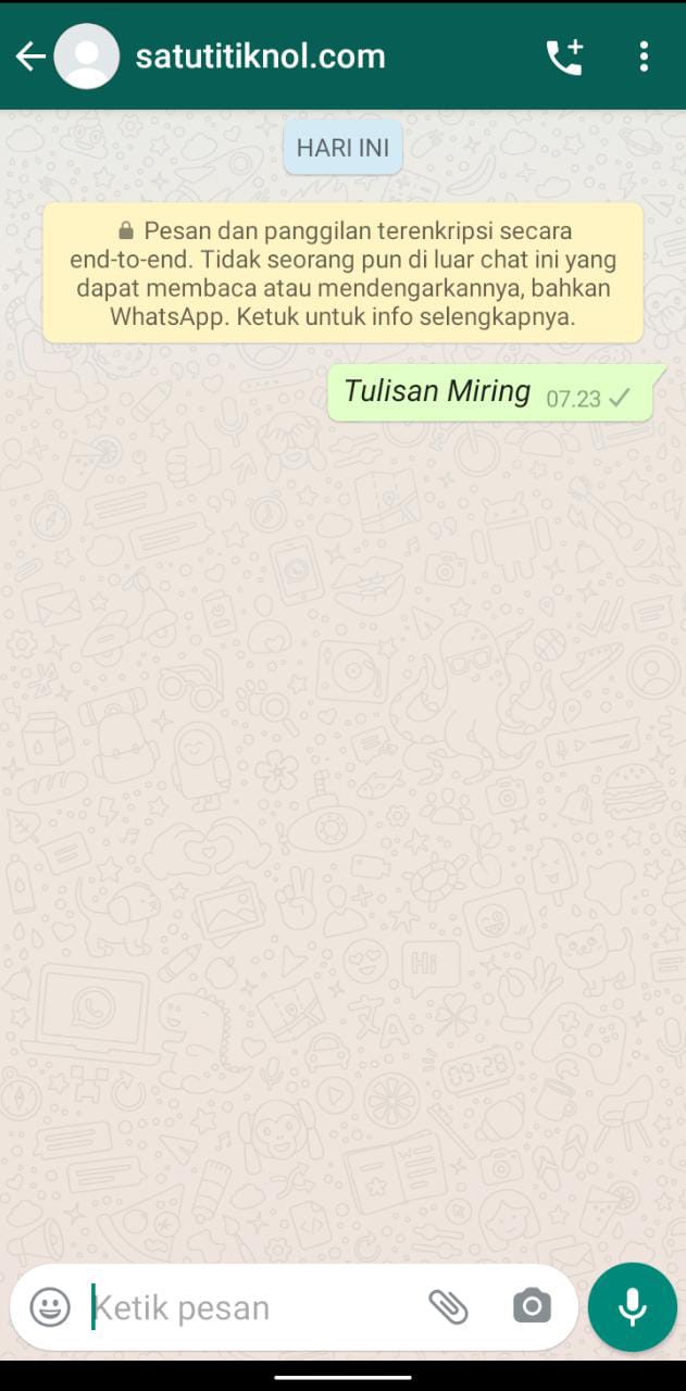 Cara Membuat Tulisan Coret/Miring/Tebal di Wa (WhatsApp) - satutitiknol.com