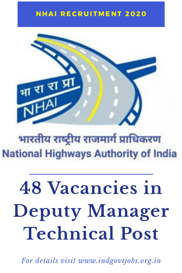 National Highway Authority of India, NHAI Recruitment 2020 - 48 ...