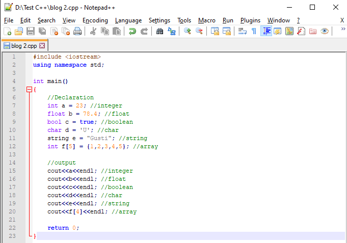Macam-Macam Tipe Data dalam Bahasa C++