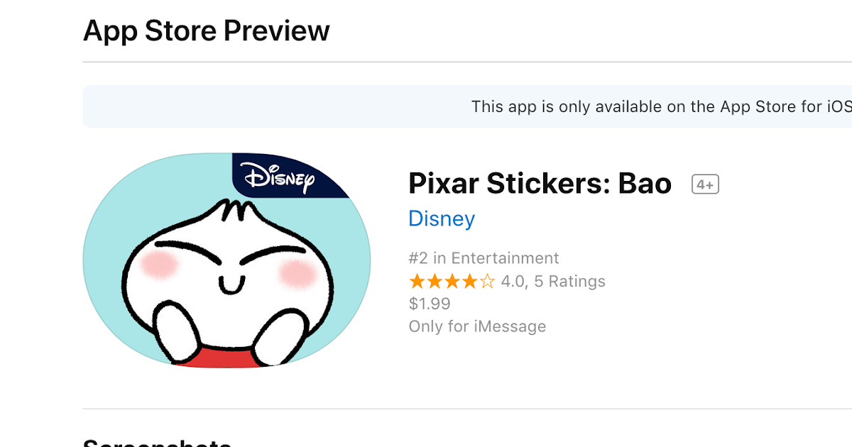 Dan the Pixar Fan: Disney·Pixar Bao Apple iOS Sticker Pack NOW AVAILABLE!