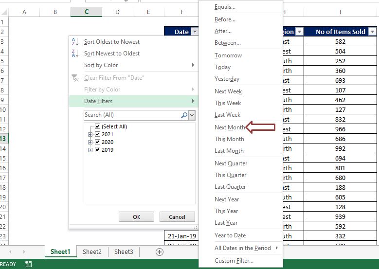 Date Filter in Excel