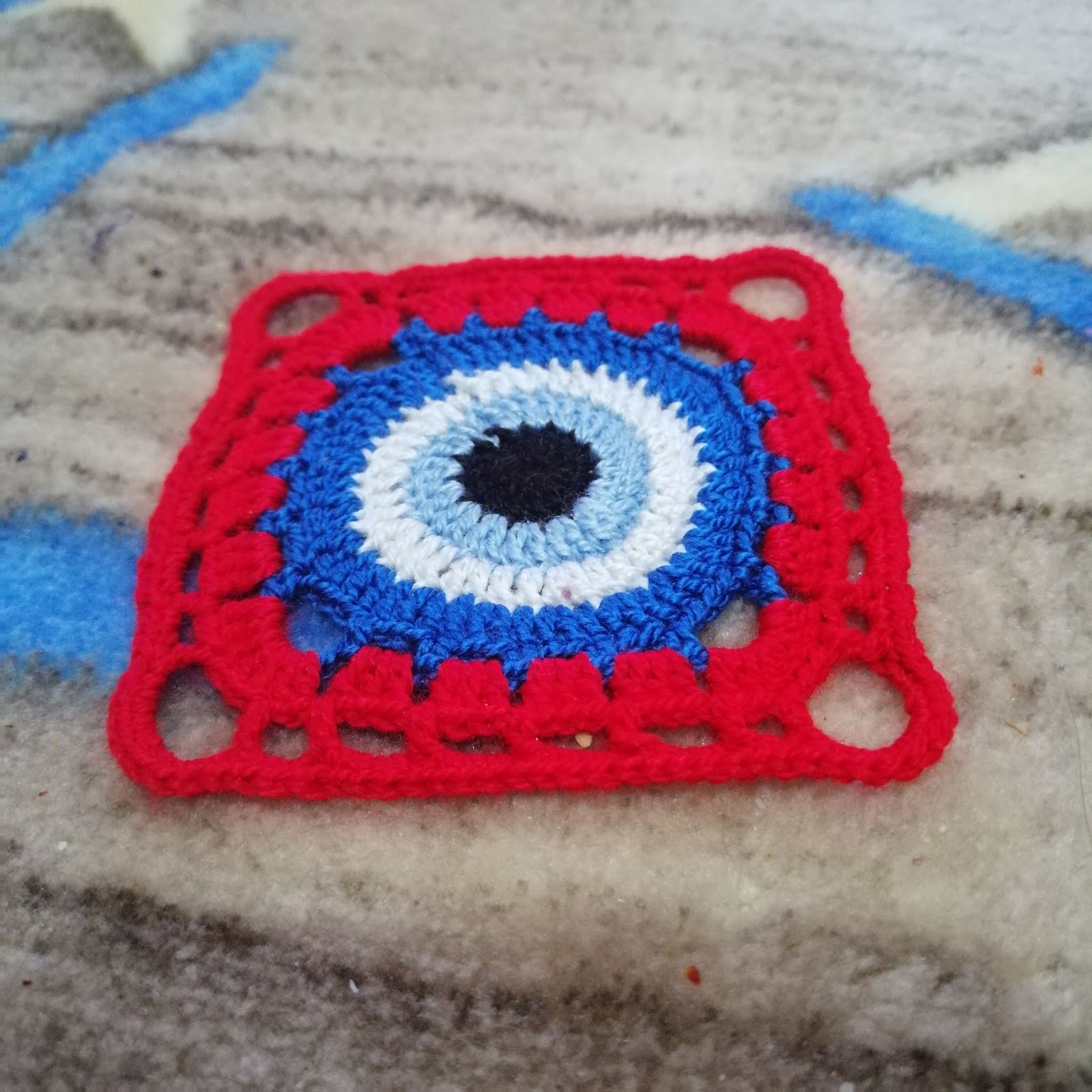 Crochet Evil Eye Square