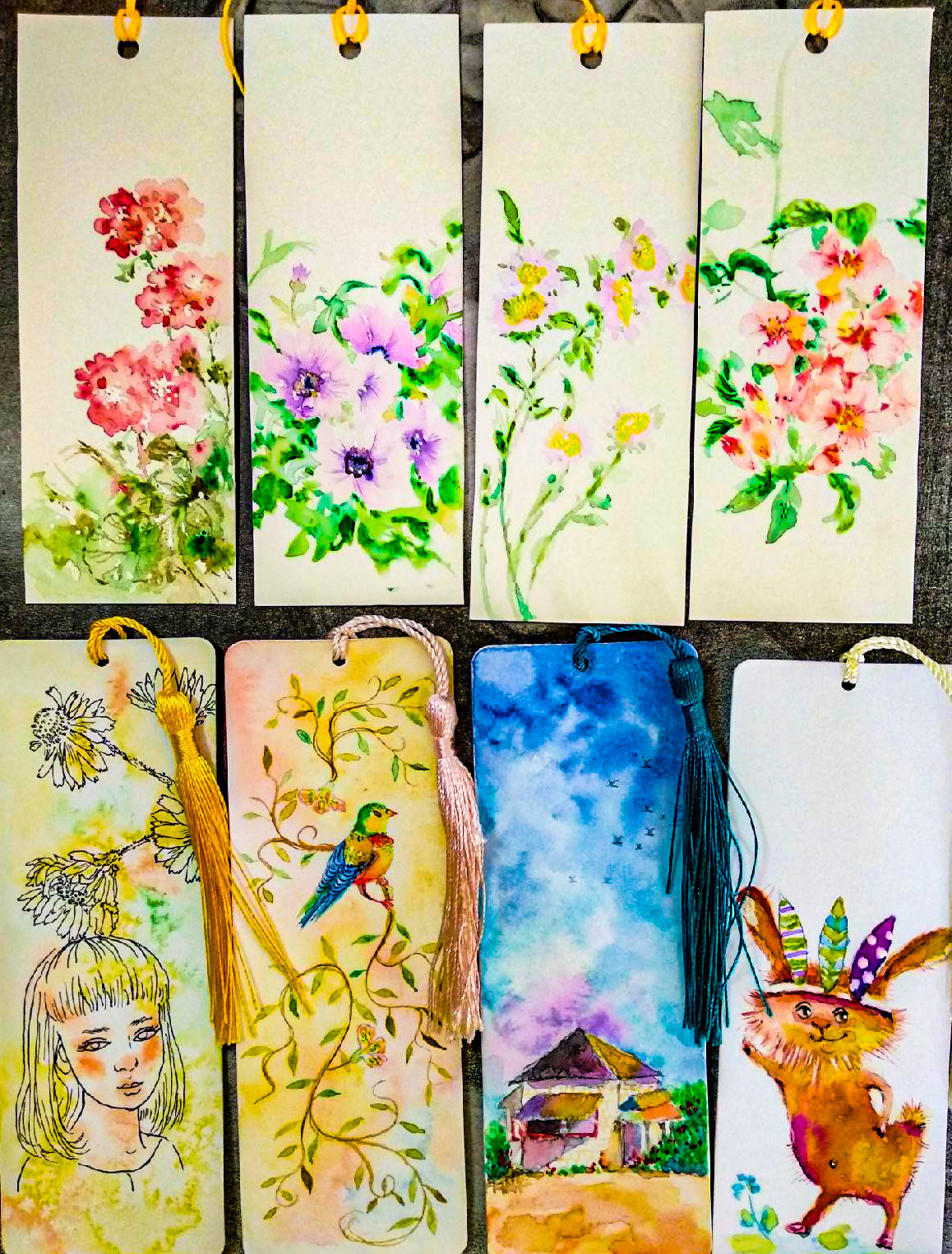58 watercolor hand-painted bookmark ideas, come and see my collection