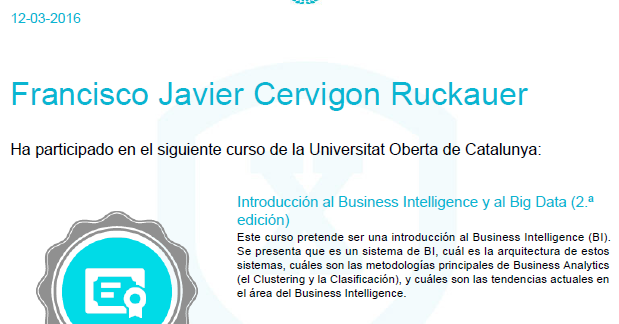 Francisco Javier Cervigon Ruckauer, Business Intelligence y Big Data ...