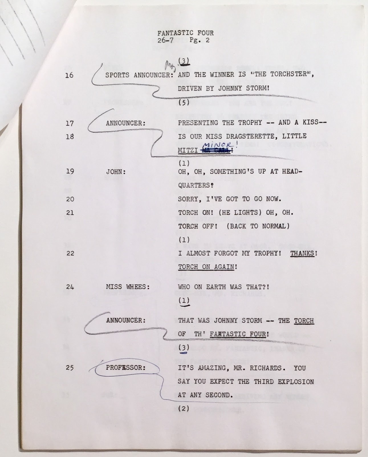 Animation Collection: Original Production Animation Script from ...