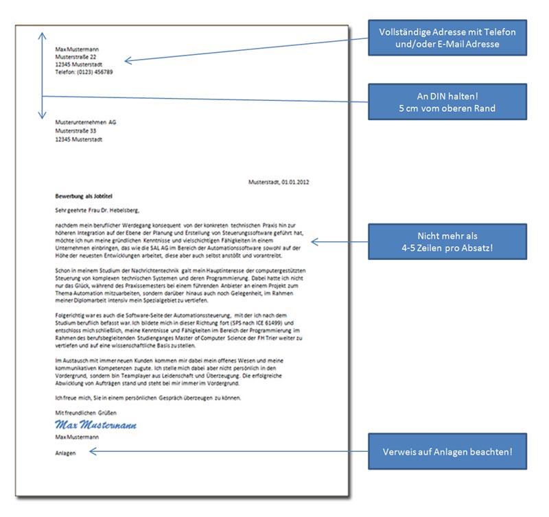 Bewerbung: Äußere Form der Bewerbung