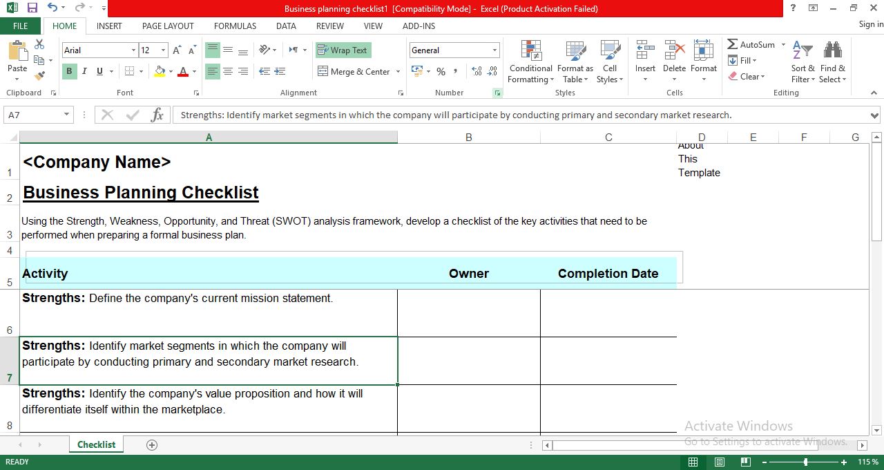 Business Planning Checklist