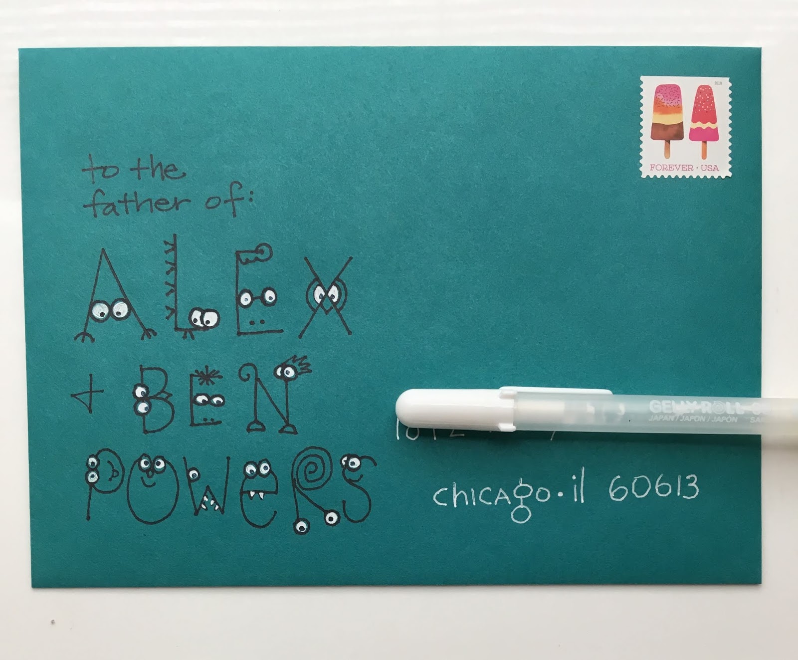 pushing the envelopes: Alien Alphabet to Alex and Ben