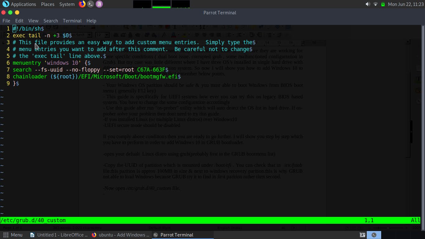 How To Add Windows10 In GRUB2 Bootloader In Dual Boot