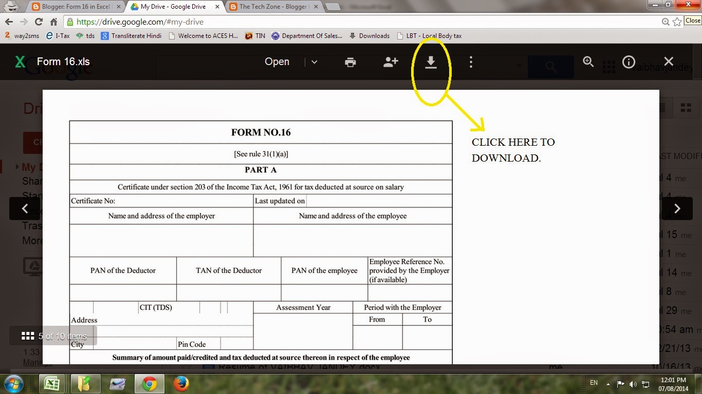 Form 16 in Excel Format