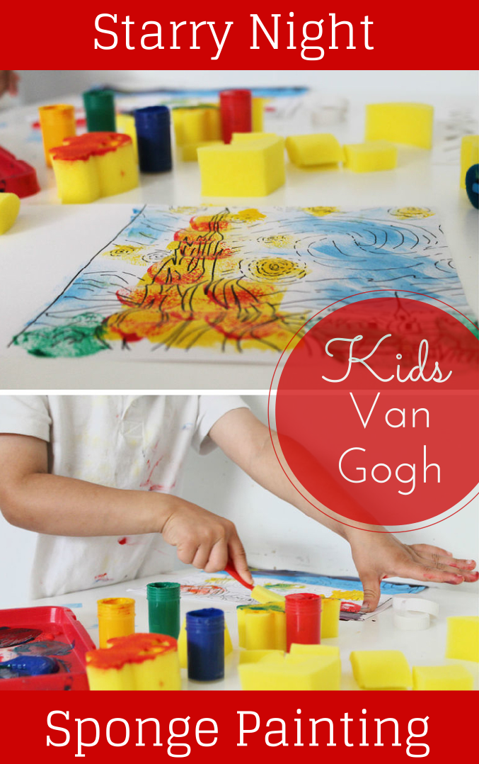 Kids 4: VAN GOGH STARRY NIGHT SPONGE PAINTING ACTIVITY!! PINTANDO CON ...
