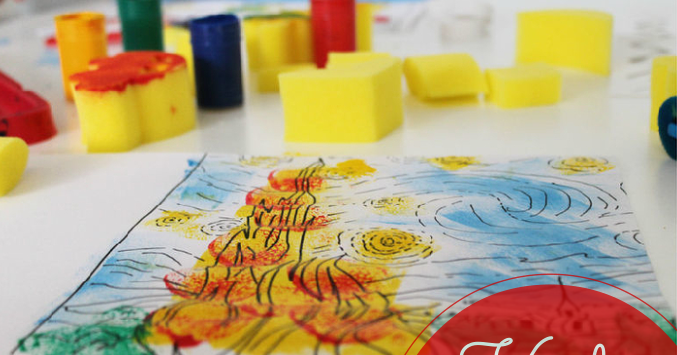 Kids 4: VAN GOGH STARRY NIGHT SPONGE PAINTING ACTIVITY!! PINTANDO CON ...