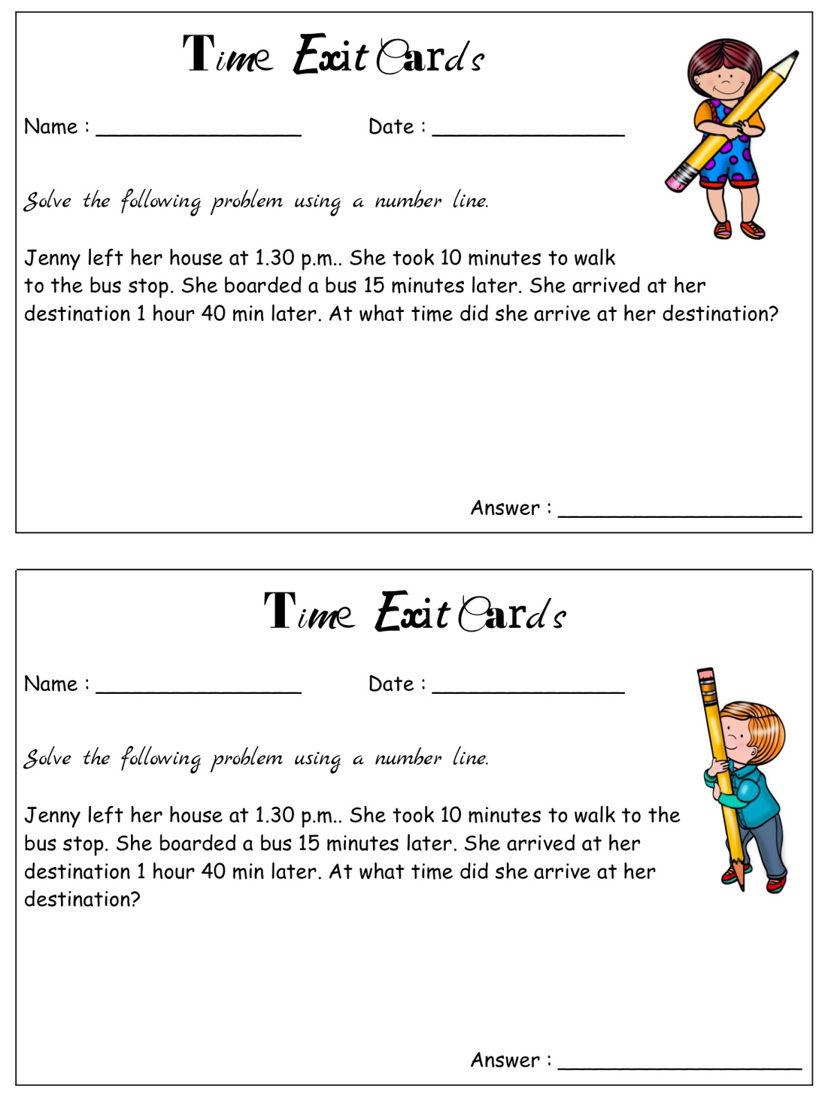 ILoveTeaching: Exit Cards - Time