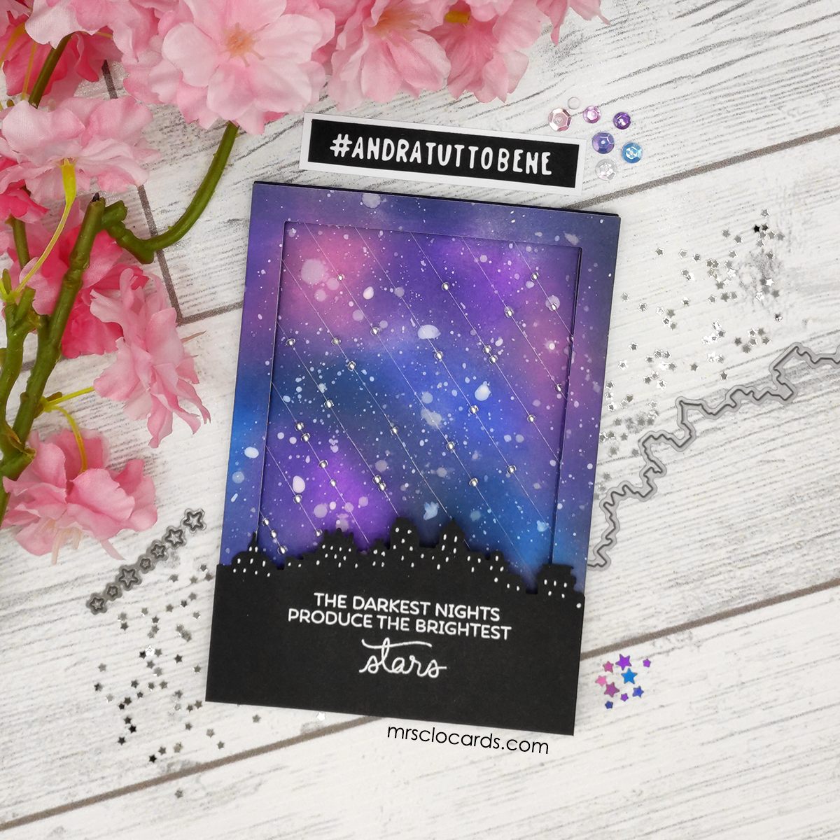 Shooting stars shaker card with tutorial - Handmade cards by Claudia Mauri