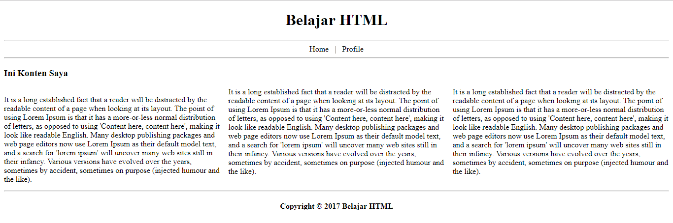 Belajar Membuat Konten Kolom dari HTML Untuk Pemula Tanpa CSS Part 1 ...