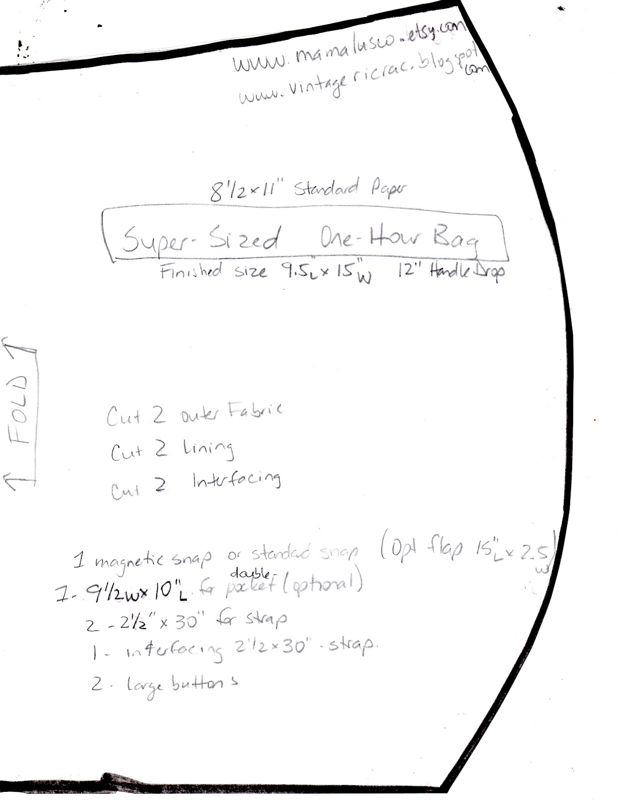 Mama Lusco Handmade: Super-Sized One-Hour Bag Tutorial